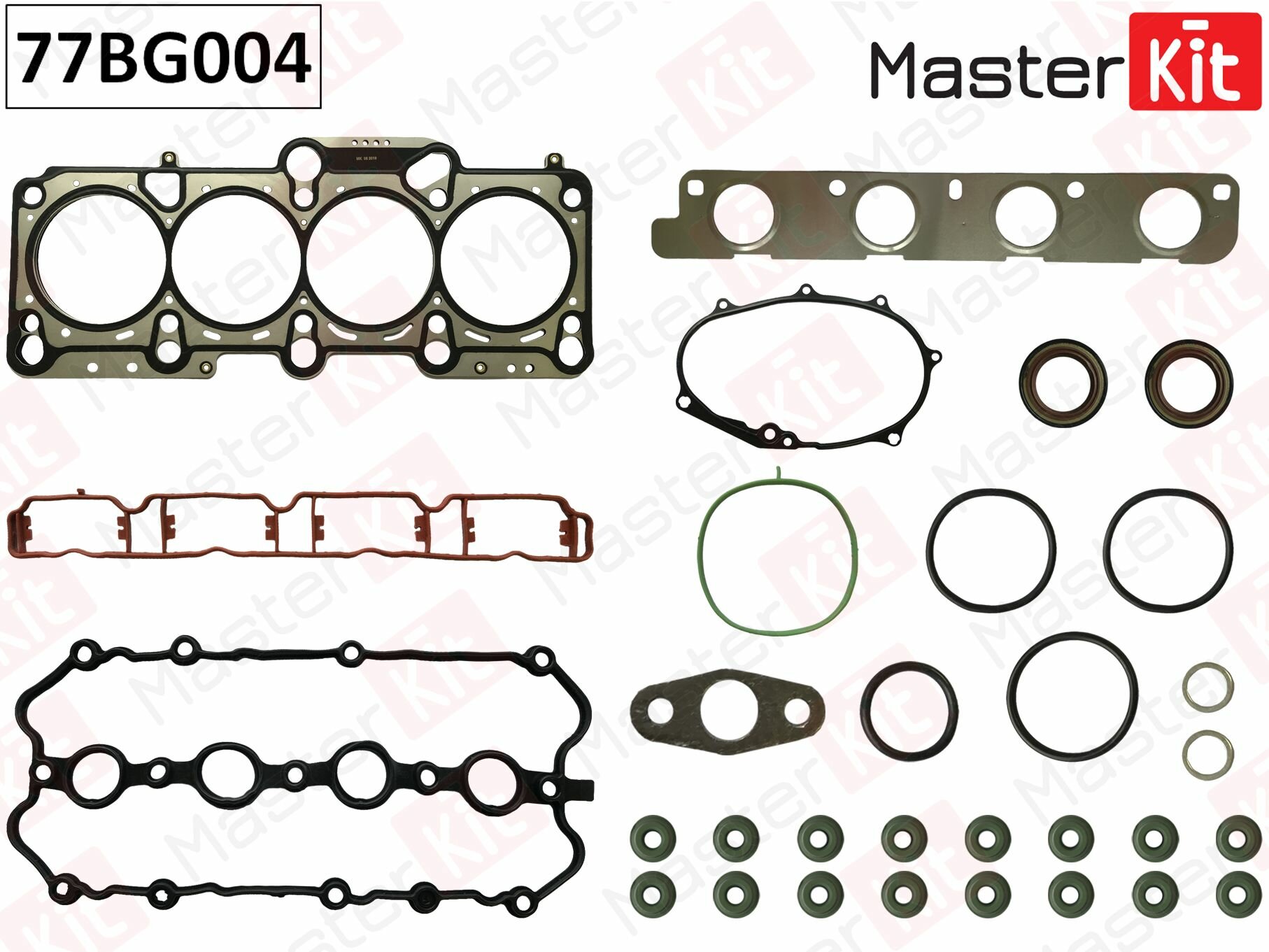 Верхний комплект прокладок ГБЦ Audi A3A4A6Passat Golf VI BHZ CDLA BWE BWT 2.0 TFSI 04- MasterKit 77BG004