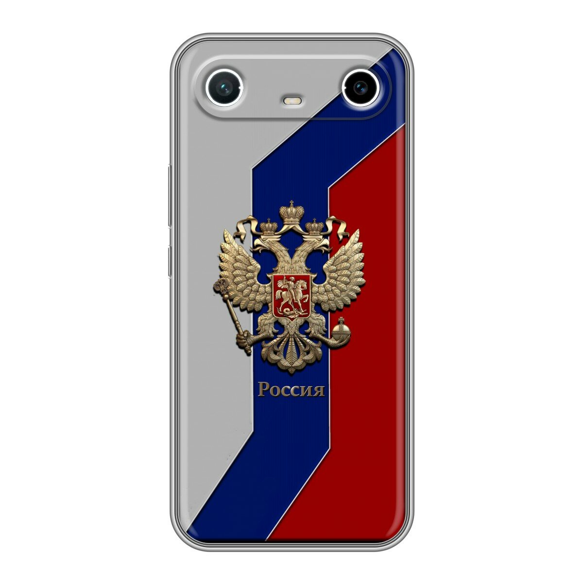 Чехол для Tecno Spark Slim с принтом Герб и флаг России с узором (Текно Спарк Слим) — фото 1