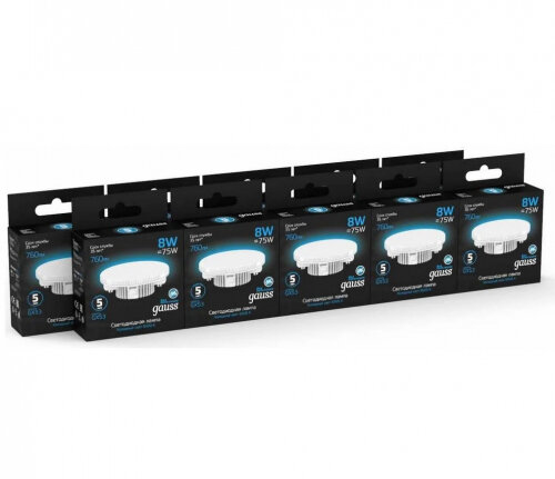 Светодиодная лампа Gauss Лампа GX53 8W 760lm 6500K LED 1/10/100