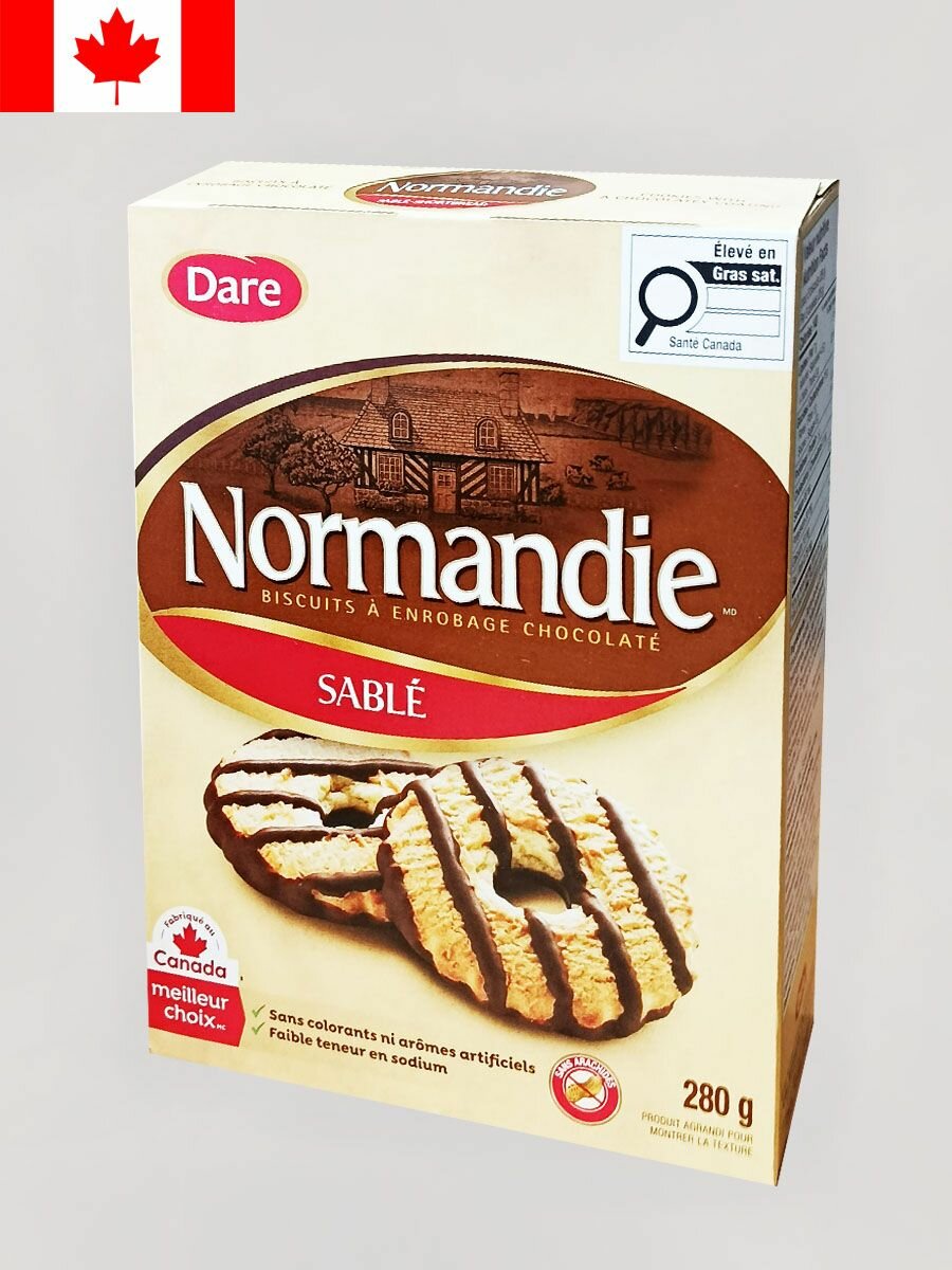 Печенье Normandie, печенье SHORTBREAD с шоколадной глазурью, 280 г, Канада