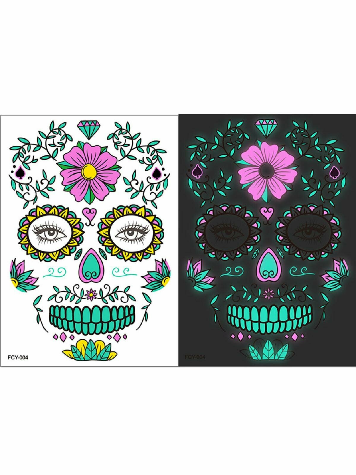 Татуировка на Хэллоуин, макияж, красочные наклейки, череп, декоративное лицо, переносимое