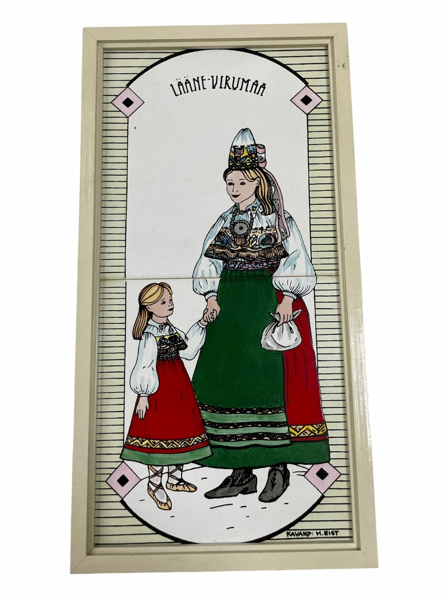 Советское панно из керамической плитки, ручная роспись, редкость, Прибалтика времён СССР.