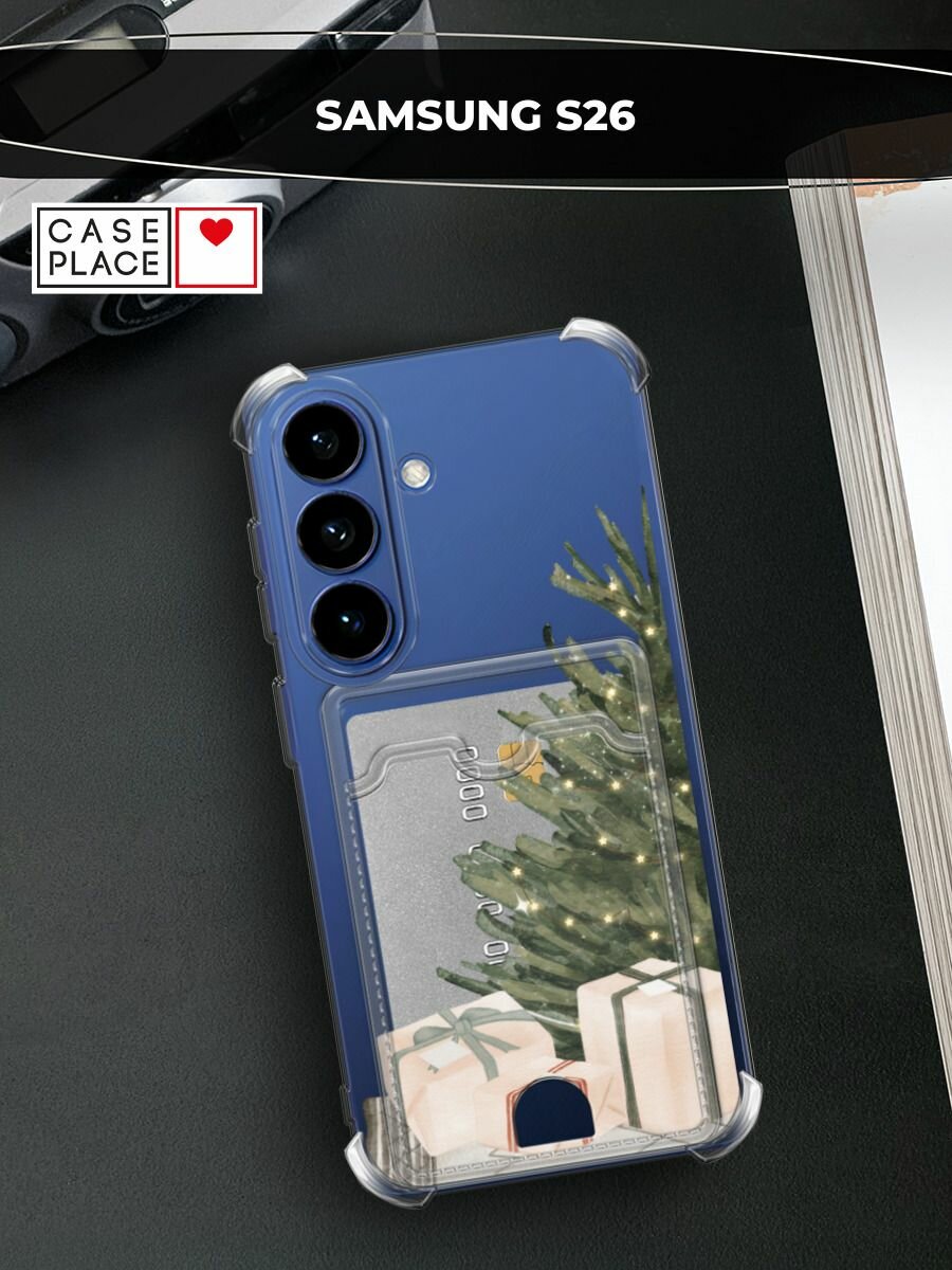 Чехол на Samsung Galaxy S26 (Самсунг Галакси S26) с картой и принтом Нежная елка