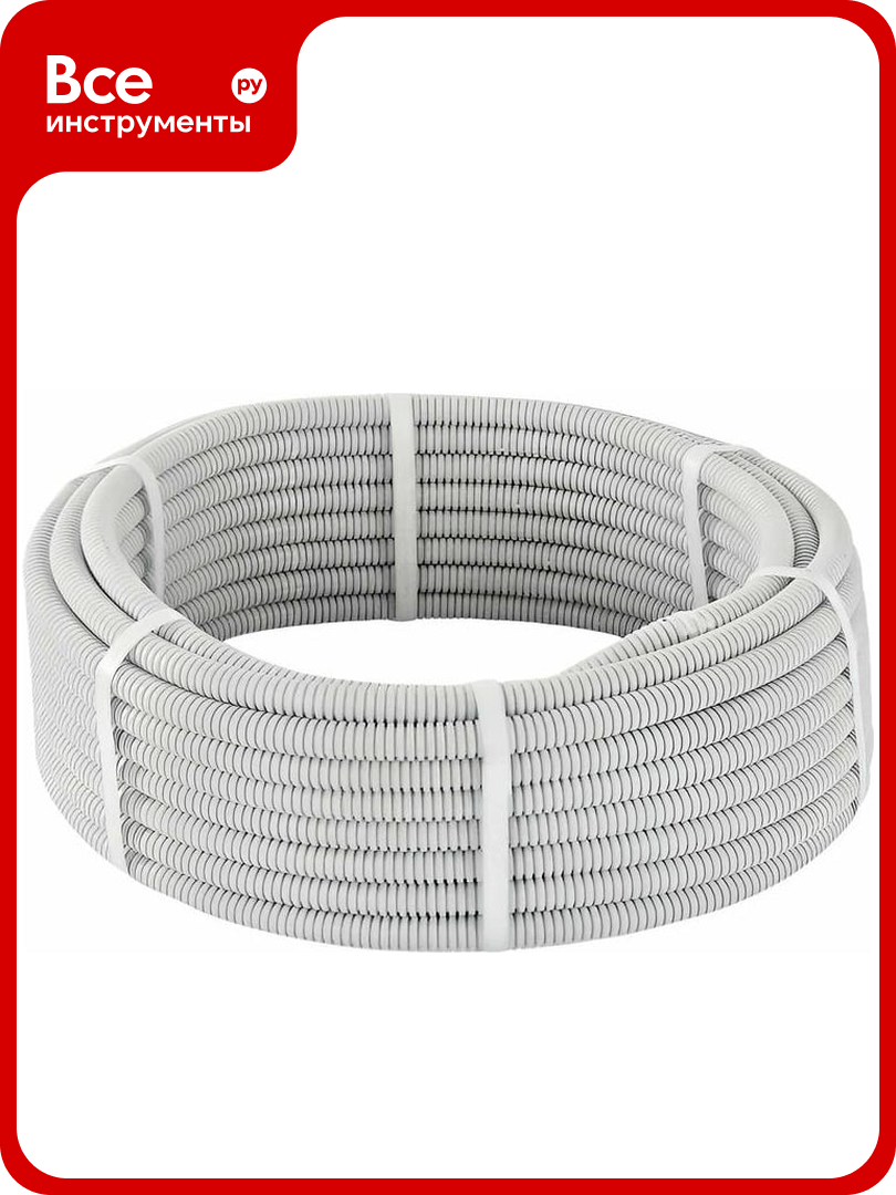 Труба гофрированная TOKOV ELECTRIC ПВХ d25мм, с протяжкой, серая, уп.50м TKE-TG/P-25-C06/50