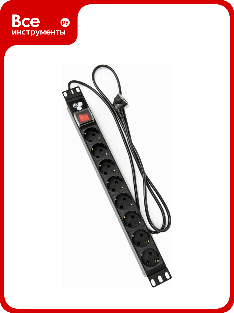 Блок розеток SYSMATRIX 19 PDU 8 розеток, 16 A, выключатель, шнур 1.8 м PD 19.08SCH-IS-1.16-1.8.2