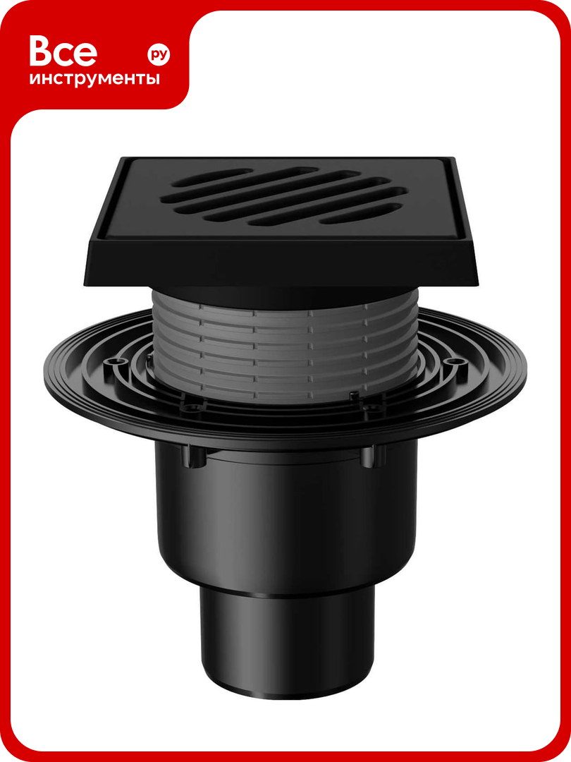 Сливной трап Fachmann T 310.0 POsG 150x150 регулируемый, без гидрозатвора, вертикальный выпуск