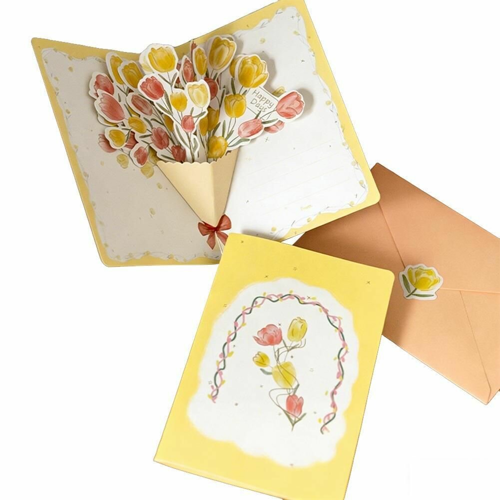 Поздравительная открытка с букетом, 3D-открытка, подарок на День матери