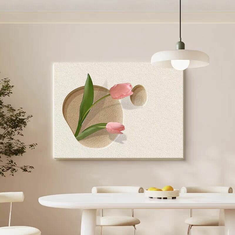 Кремовый стиль [Электрический счетчик] Зеленое растение Цветочная настенная живопись Декоративная картина Крышка распределительного короба для гостиной Подвесная картина