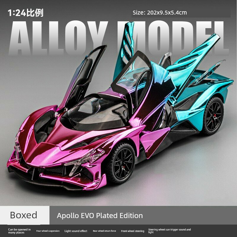 Масштабная модель автомобиля Apollo EVO 1:24 с электролакировкой в розовом цвете, сплав, премиальный коллекционный