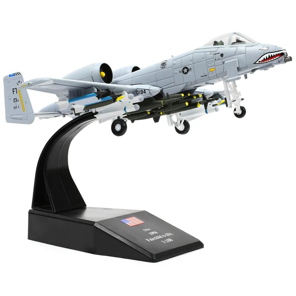 1/100 A-10 Thunderbolt II (Warthog) Предварительно собранная литая металлическая модель самолета-копия для коллекционного показа или подарка