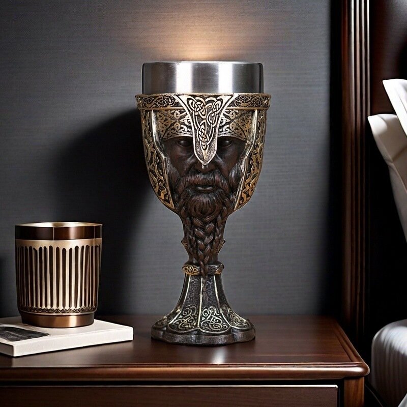 2026 Ретро средневековый норвежский викингский шлем кубок 3D из смолы и нержавеющей стали