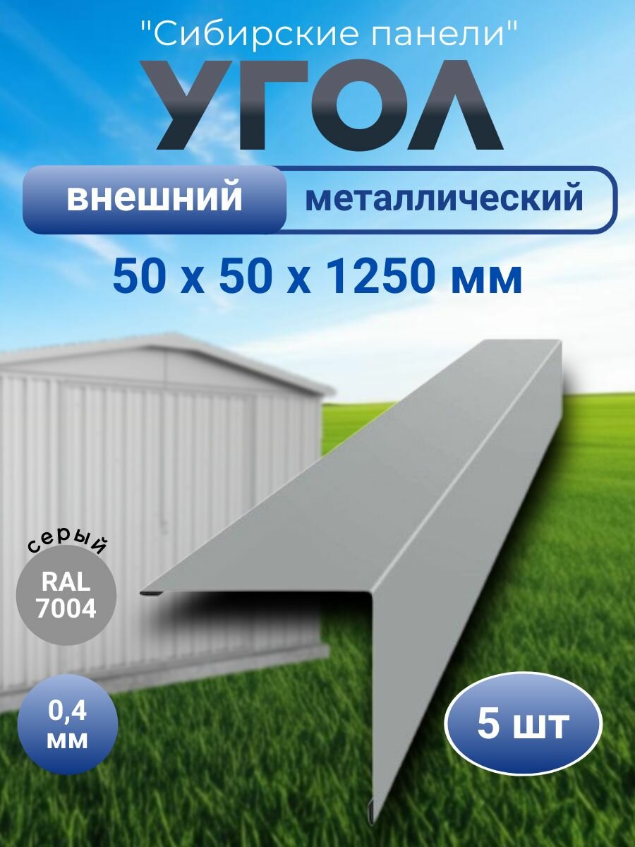 Угол внешний (наружный) 50х50/ 1250 мм/ RAL 7004/ 5 ШТ