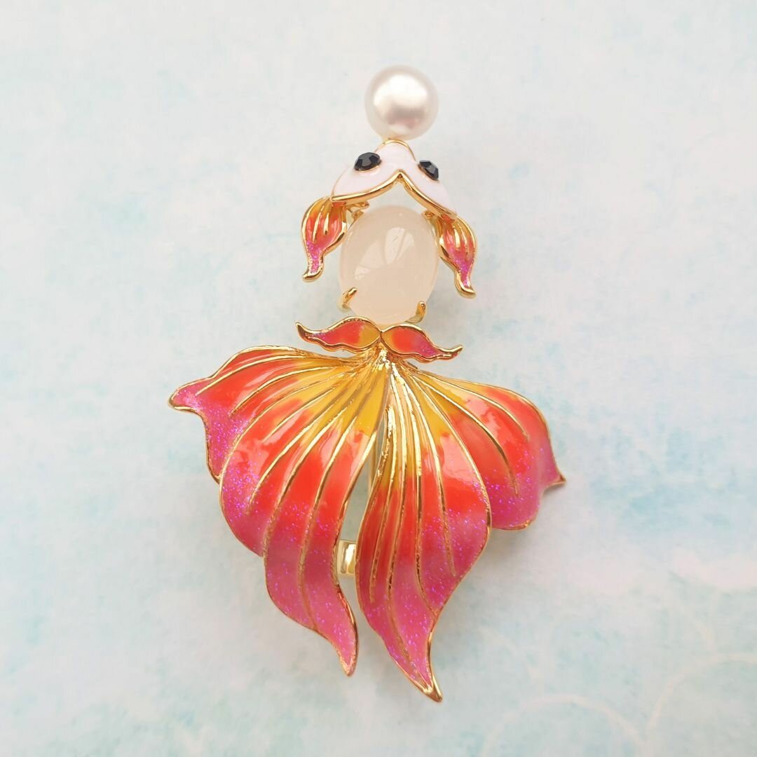 Брошь, жемчуг культивированный