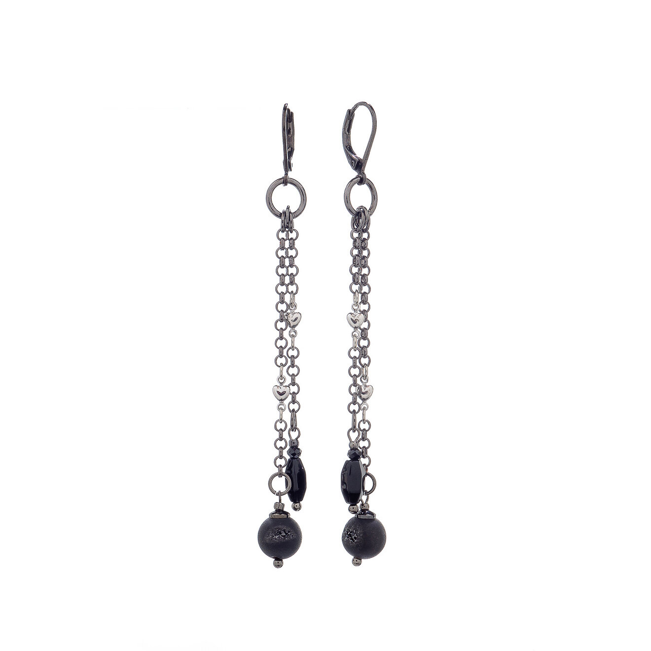 Серьги с подвесками, агат, турмалин