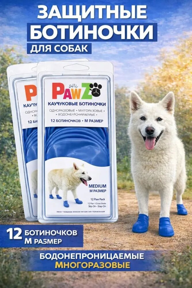 Ботинки для собак PawZ, M, Фиолетовый