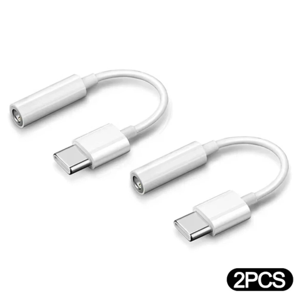 2шт. USB Type-C на 3.5 мм адаптер для наушников, белый