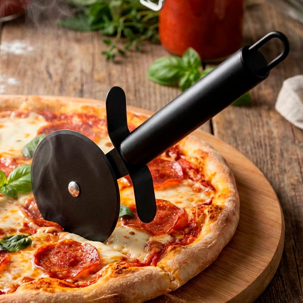 Нож для пиццы Mallony "Classico Nero", нержавеющая сталь, non-stick, черный