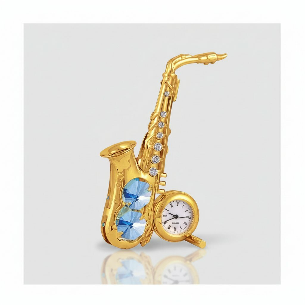 Фигурка с часами Саксофон AR-4390/5 Crystal Temptations США Металл, кристалл