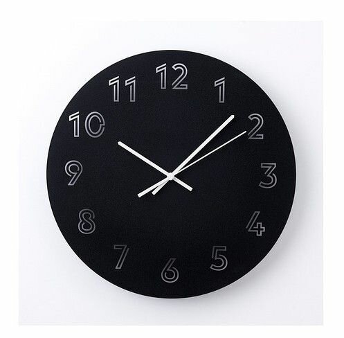 Tunnis IKEA, часы настенные, цвет черный, туннис икеа, пластик
