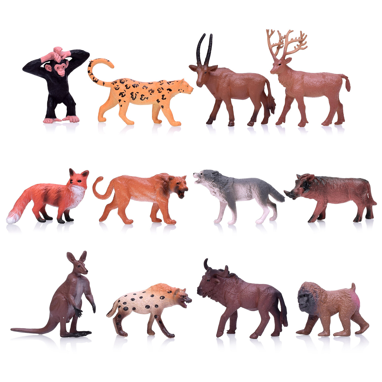 Набор животных 2207-2 "Африка", 5х2х3.5 см, 12 фигурок, в пакете