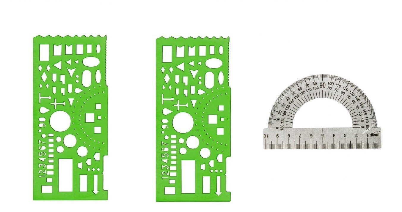 Линейка офицерская 20 см (2шт.) + подарок транспортир 10 см, 180 гр, металлический