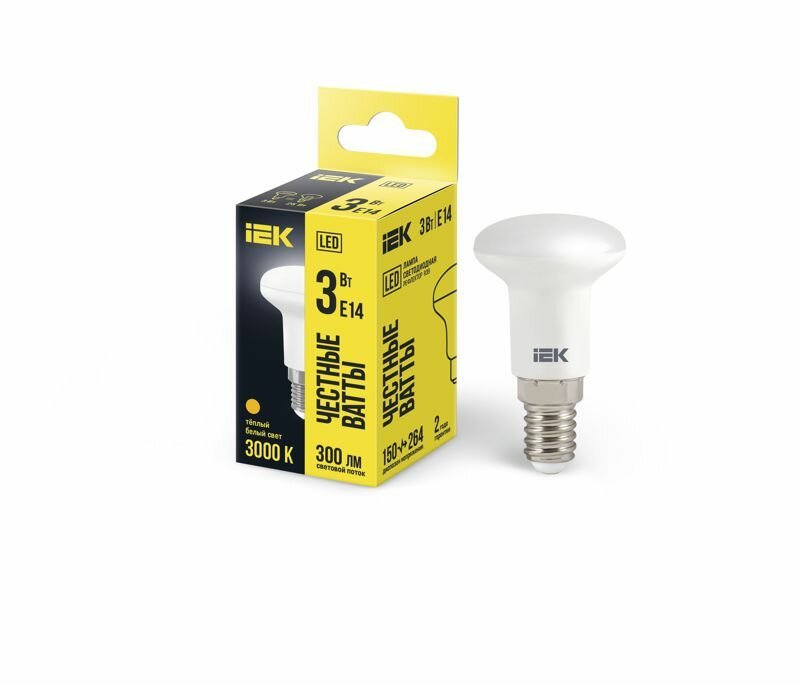 Лампа светодиодная Eco R39 3Вт 3000К тепл. бел. E14 270лм 230-240В IEK LLE-R39-3-230-30-E14