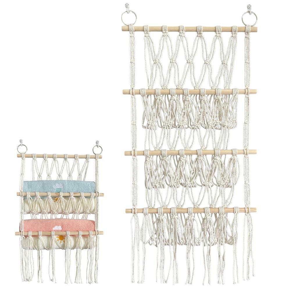 Сетчатые мешки для хранения с деревянным каркасом, складной тканевый органайзер с высокой эластичностью, бежевые контейнеры для хранения дома, белья, игрушек (14,9x18,1/24,8/30,7 дюймов)