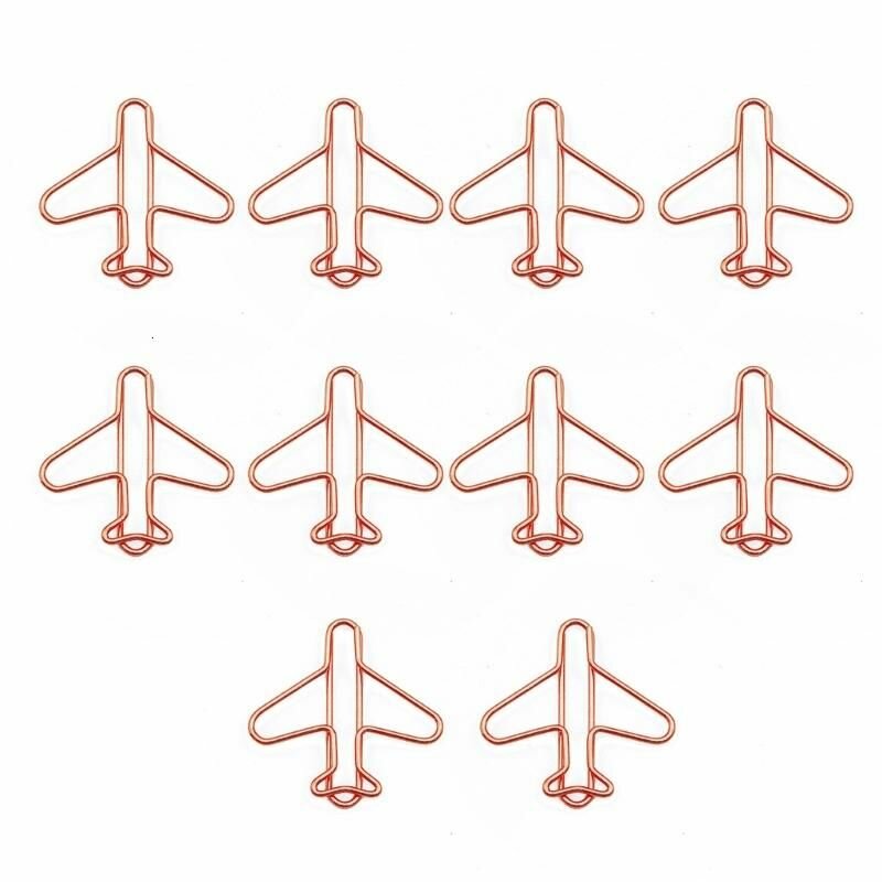 Металлические скрепки-закладки (10 шт.), - самолет.