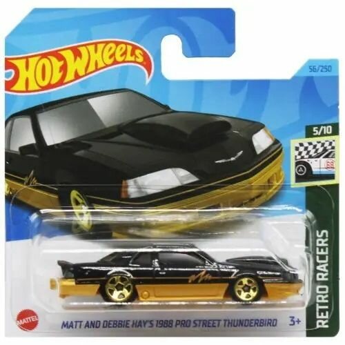 Игрушечная машинка Hot Wheels Matt and Debbie Hay's 1988 Pro Street Thunderbird Black (базовая коллекция 2023 г, 56/250)