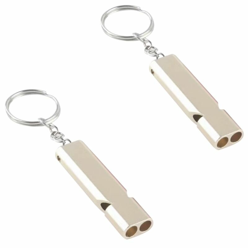 2 плоских металлических двухтрубных высокочастотных свистка для выживания-золото