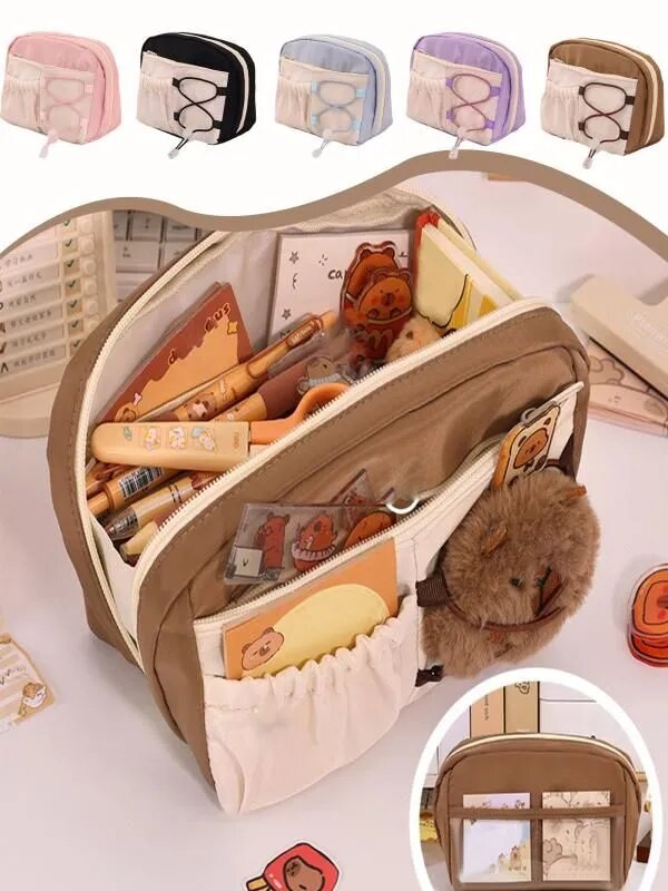 Пенал, школьный вместительный многосекционный для учебы, 23x11x12cm