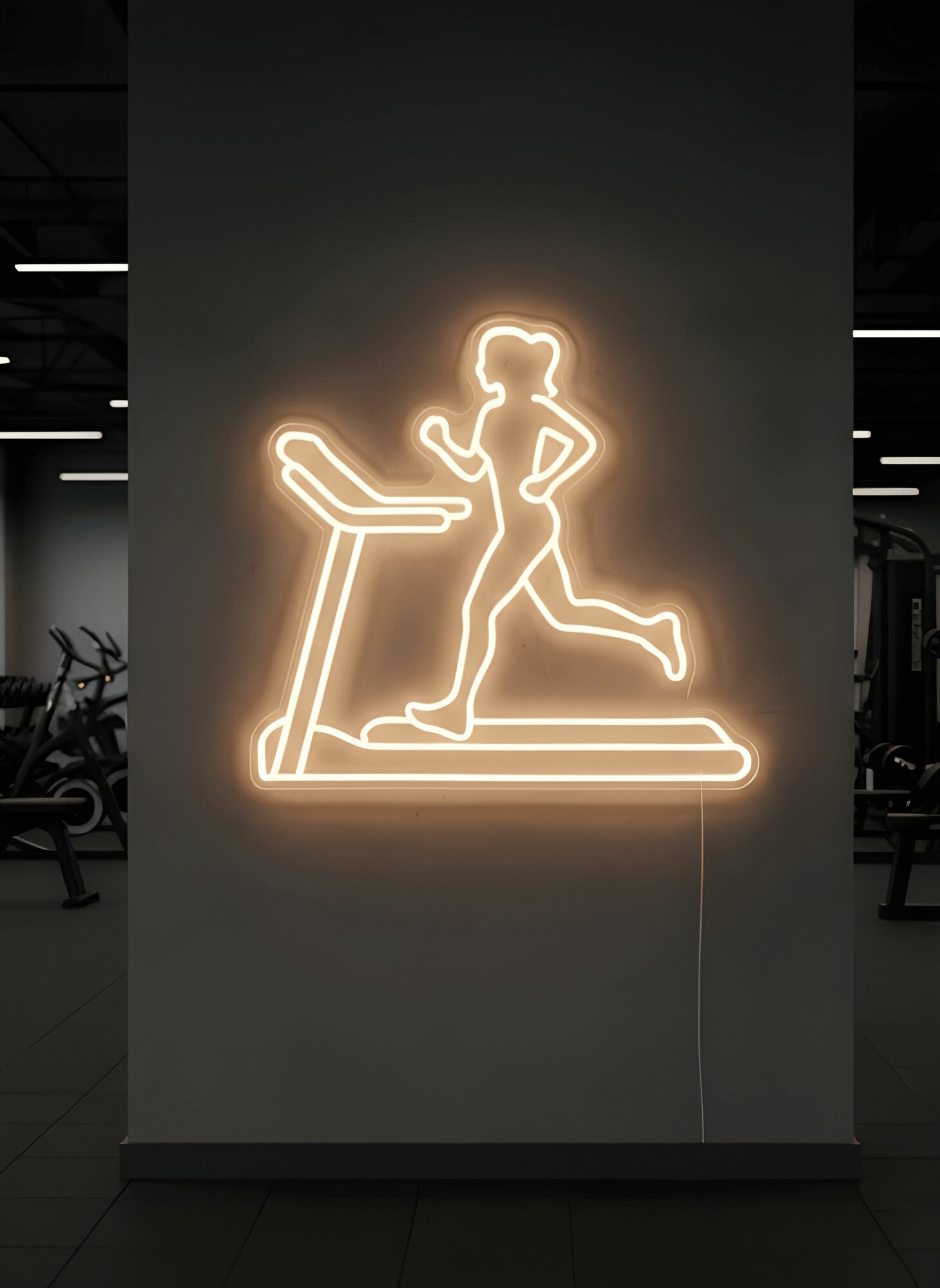 Неоновая вывеска "Бег" 60х56 см, неоновая надпись, LED светильник для спортзала и фитнеса