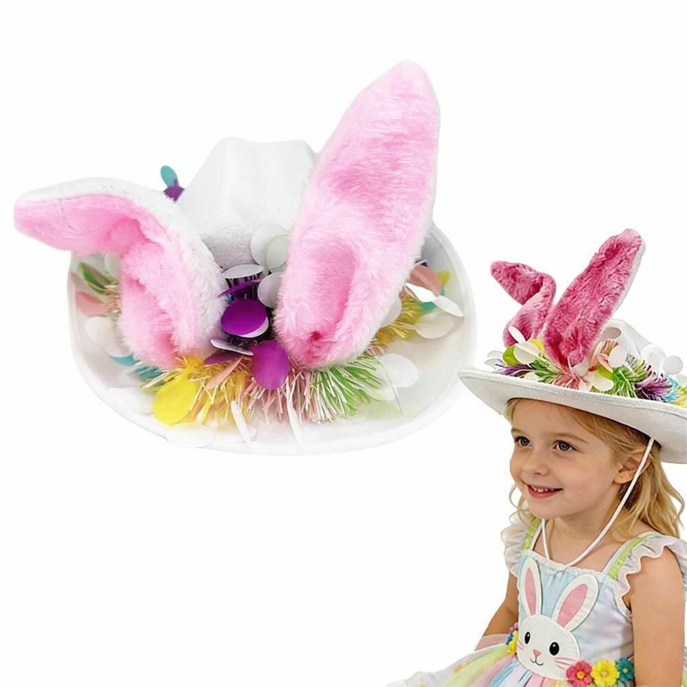 Детская красочная ковбойская шляпа с кроличьими ушками для пасхальной вечеринки