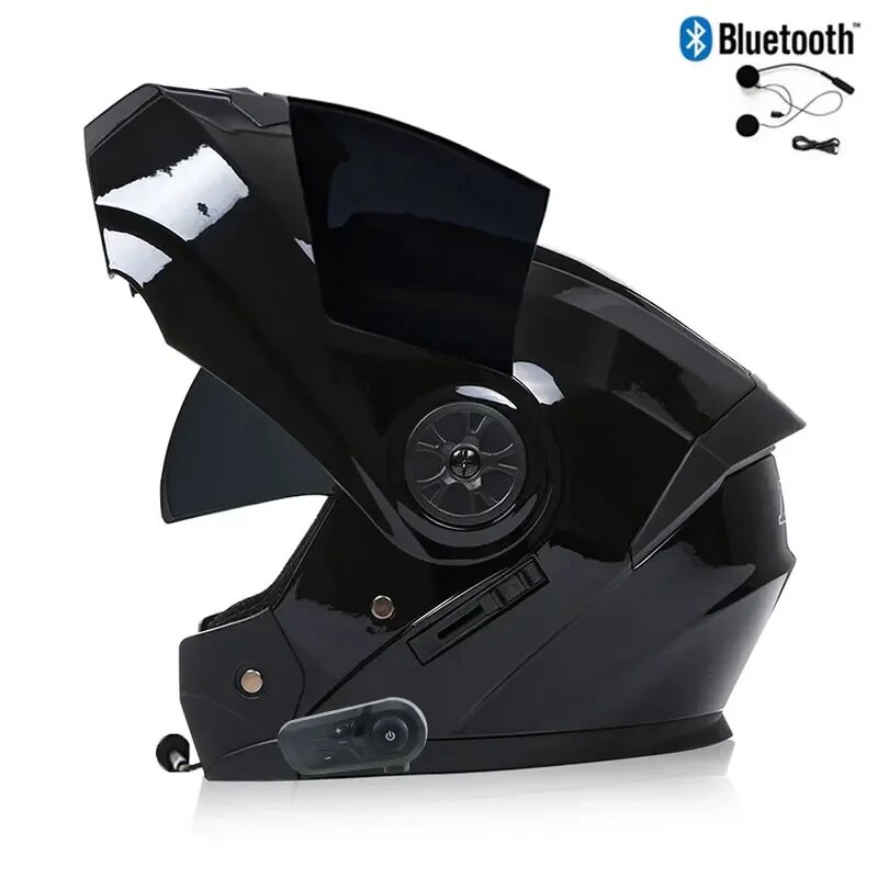 Черный модульный мотошлем Bluetooth L, DOT, Color: 8