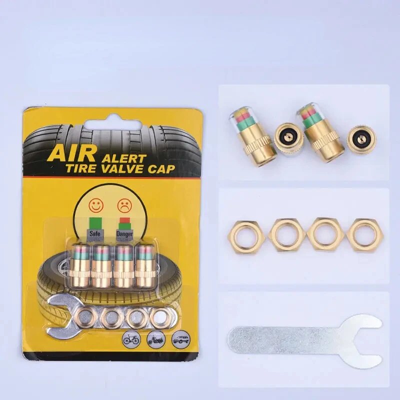 4 шт. индикатор давления в автомобильных шинах, манометр в шинах, индикатор 4pcs Copper and Tool