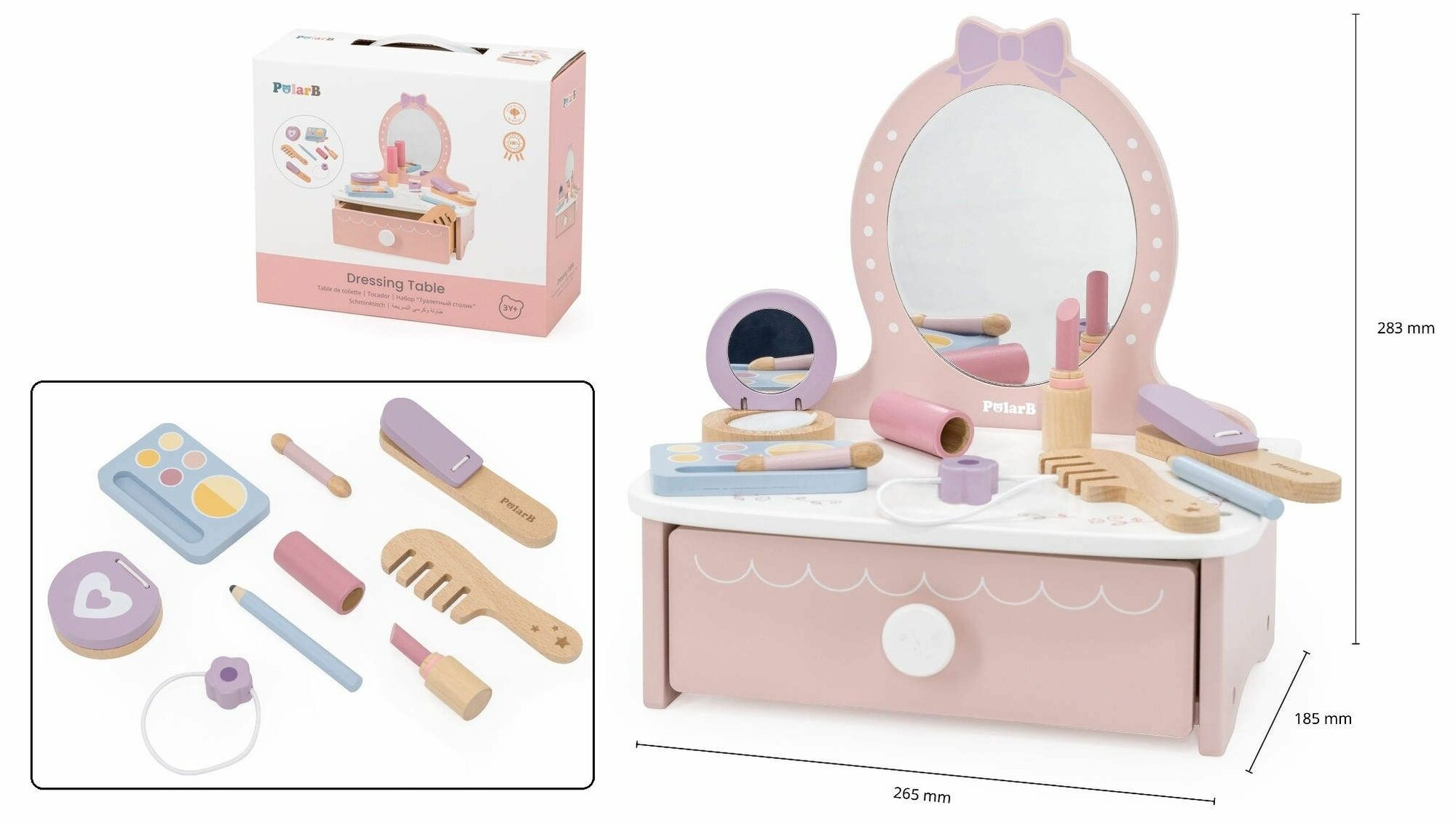 Набор "Туалетный столик" 28х27х19см (8 предметов) в коробке: