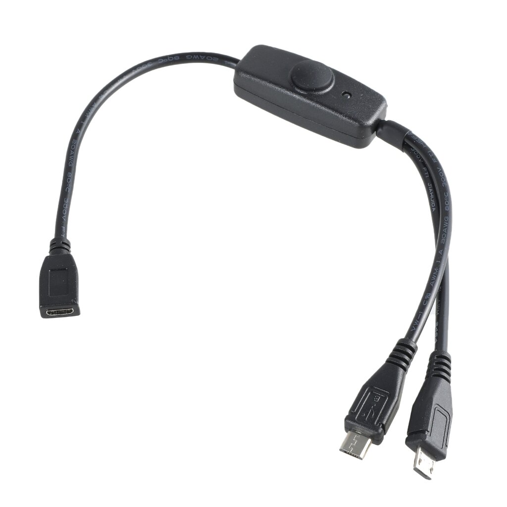 USB 5Pin Женский к Двойному USB 5Pin Мужской Зарядный Кабель Шнур с Переключателями и Индикатором Питания для Телефонов Планшетов
