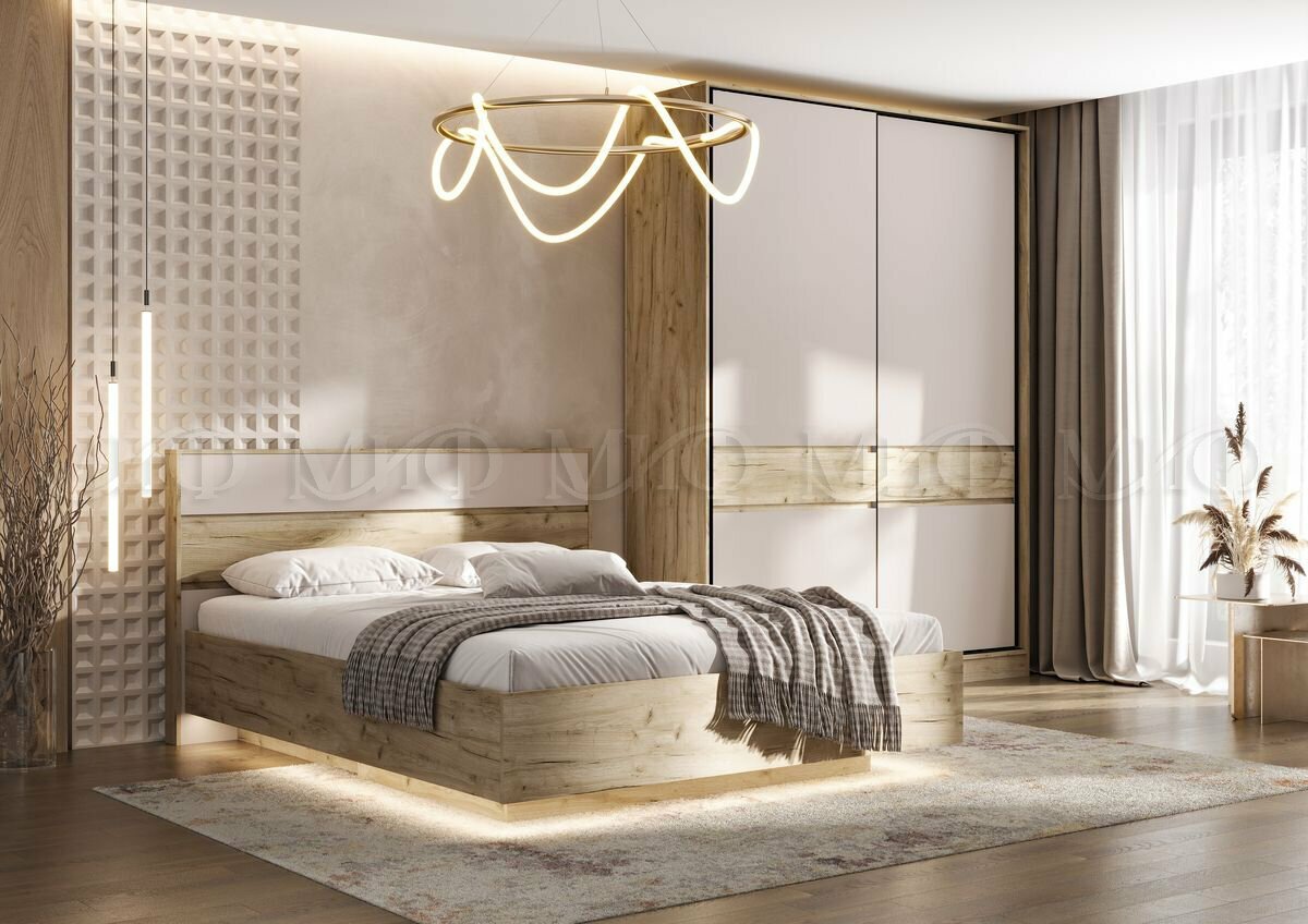 Спальня Роджина Кашемир/Дуб Крафт Серый