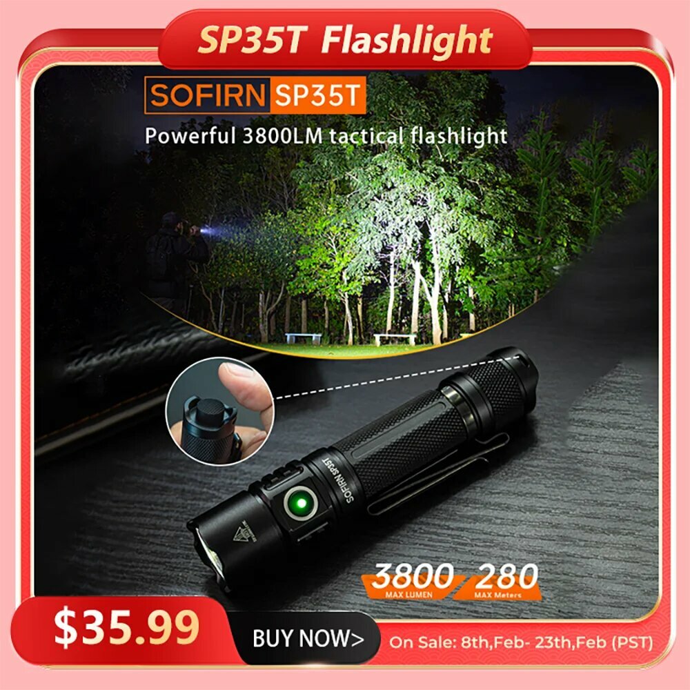 Sofirn SP35T 3800 лм Тактический фонарик USB C