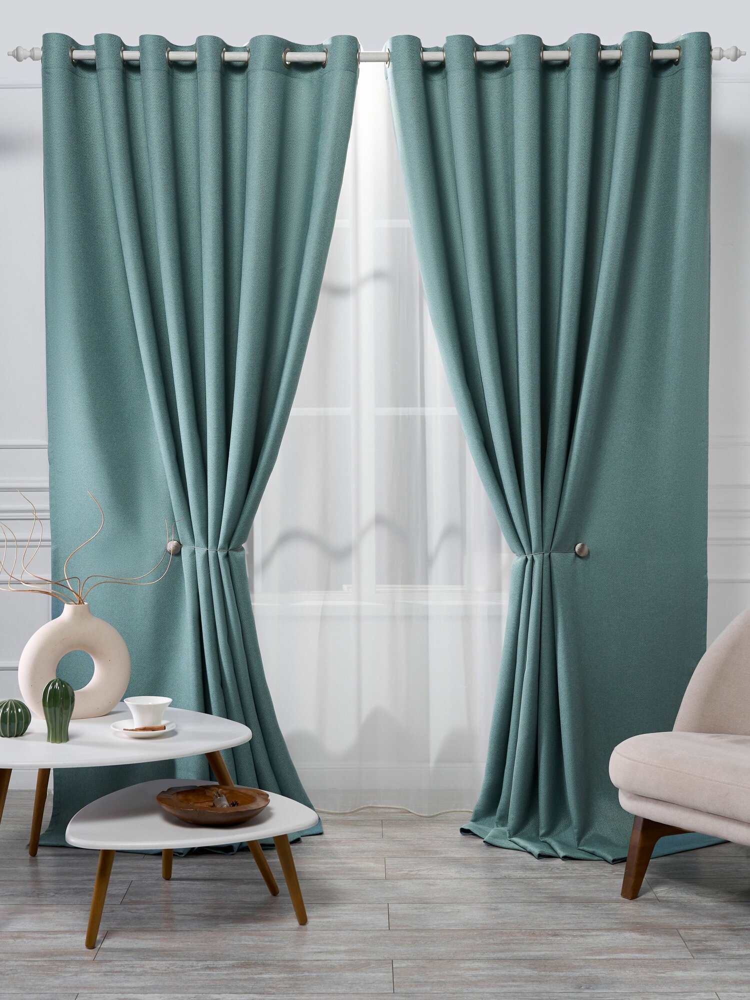 Комплект штор на люверсах "Блэкаут рогожка 270" светло-бирюзовый (508-57) арт.8393 (200x270-2 шт.)