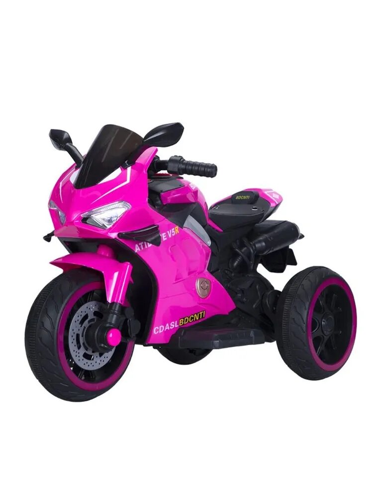 Детский электромотоцикл с дистанционным управлением и двойным приводом синего цвета