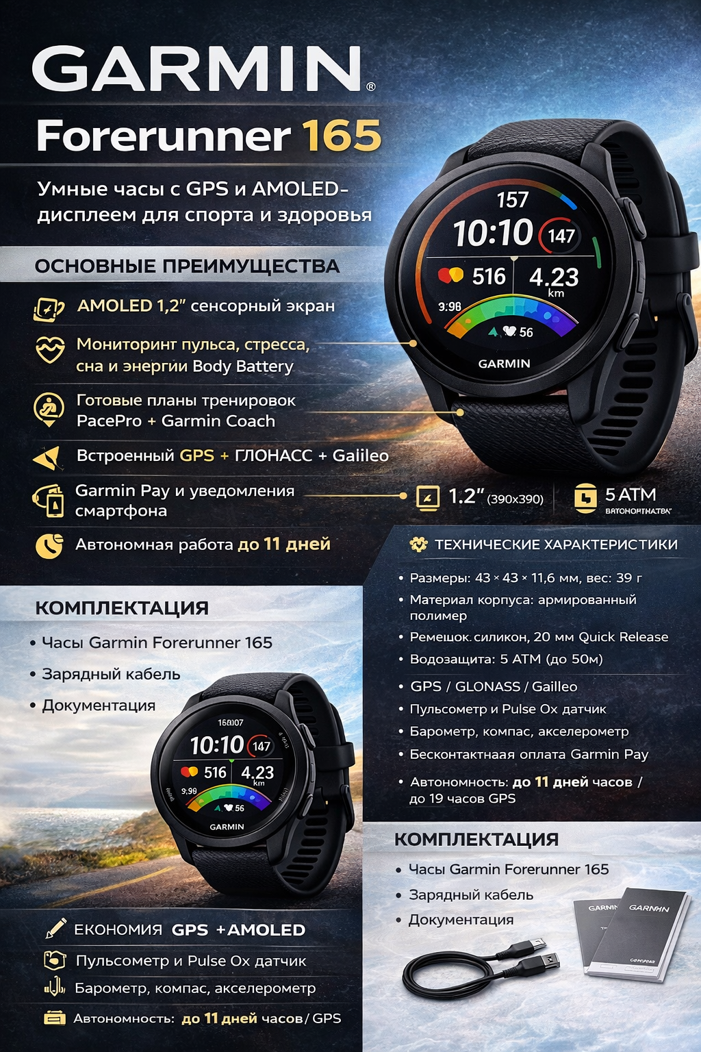 Умные часы Garmin forerunner 165