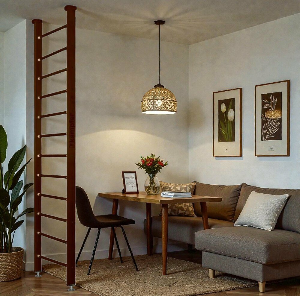 Шведская стенка Kemfer Classic Ceiling №5 Шоколадный 3 м белый