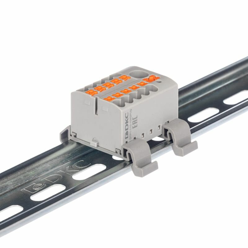 Блок распределительный с горизонт. адаптером на рейку шир. 35мм зажим push-in 1 ввод 6кв. мм 10 точек подключения 2.5кв. мм сер, DKC DTP1-110-104SPUG-H (1 шт.)