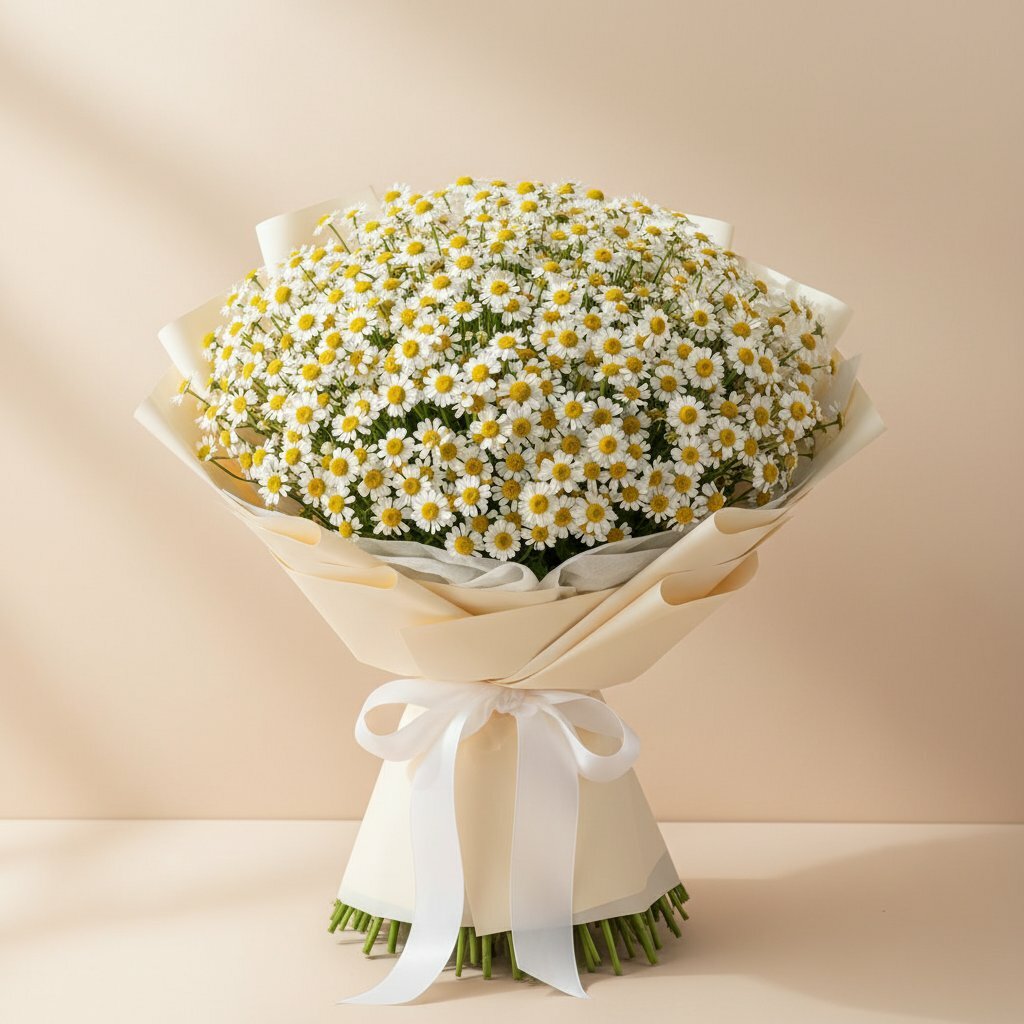 Букет из кустовых ромашек 51 шт, красивый букет цветов, шикарный, премиум цветы, премиум букет
