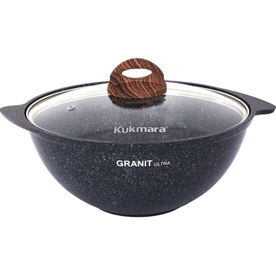 Казан Kukmara 4,5л для плова со стеклянной крышкой Granit ultra blue (кгг47а)