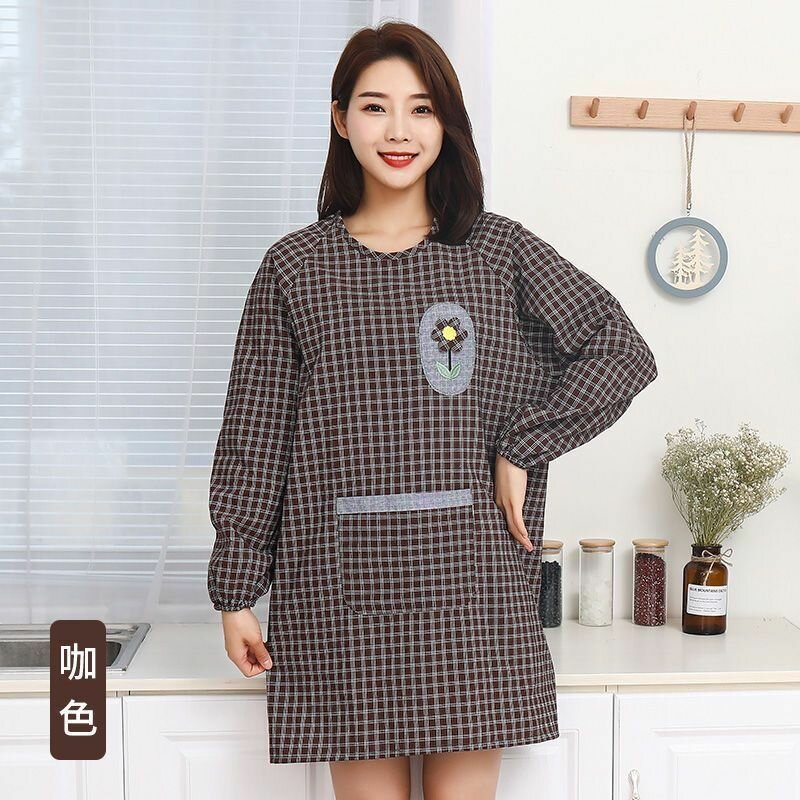 Фартук с длинными рукавами для кухни, устойчивый к маслам и пятнам, рабочая одежда, верхняя одежда, модная одежда в корейском стиле с рукавами, предназначенная для ношения наизнанку.