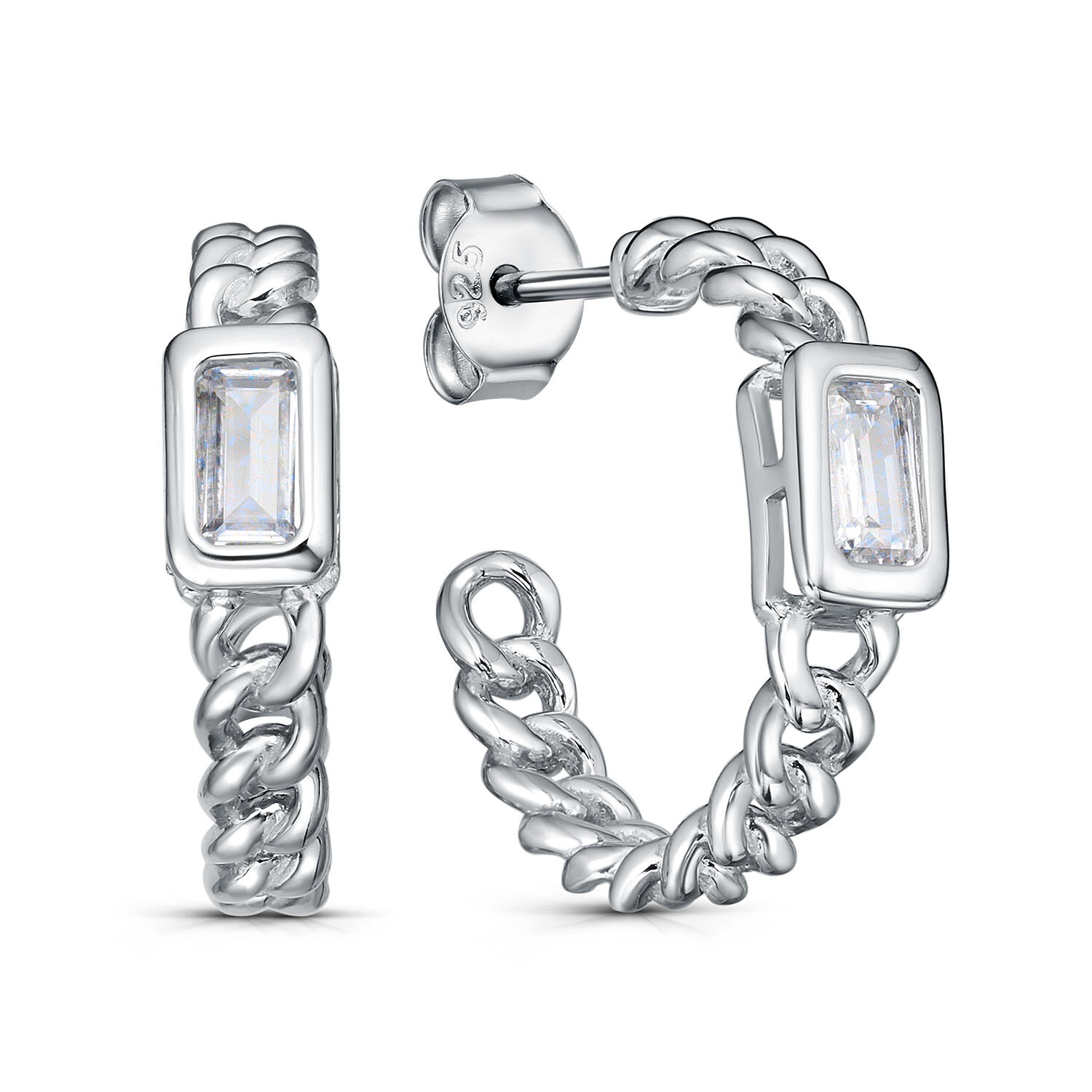 Серьги с подвесками, серебро, 925 проба, родирование, фианит