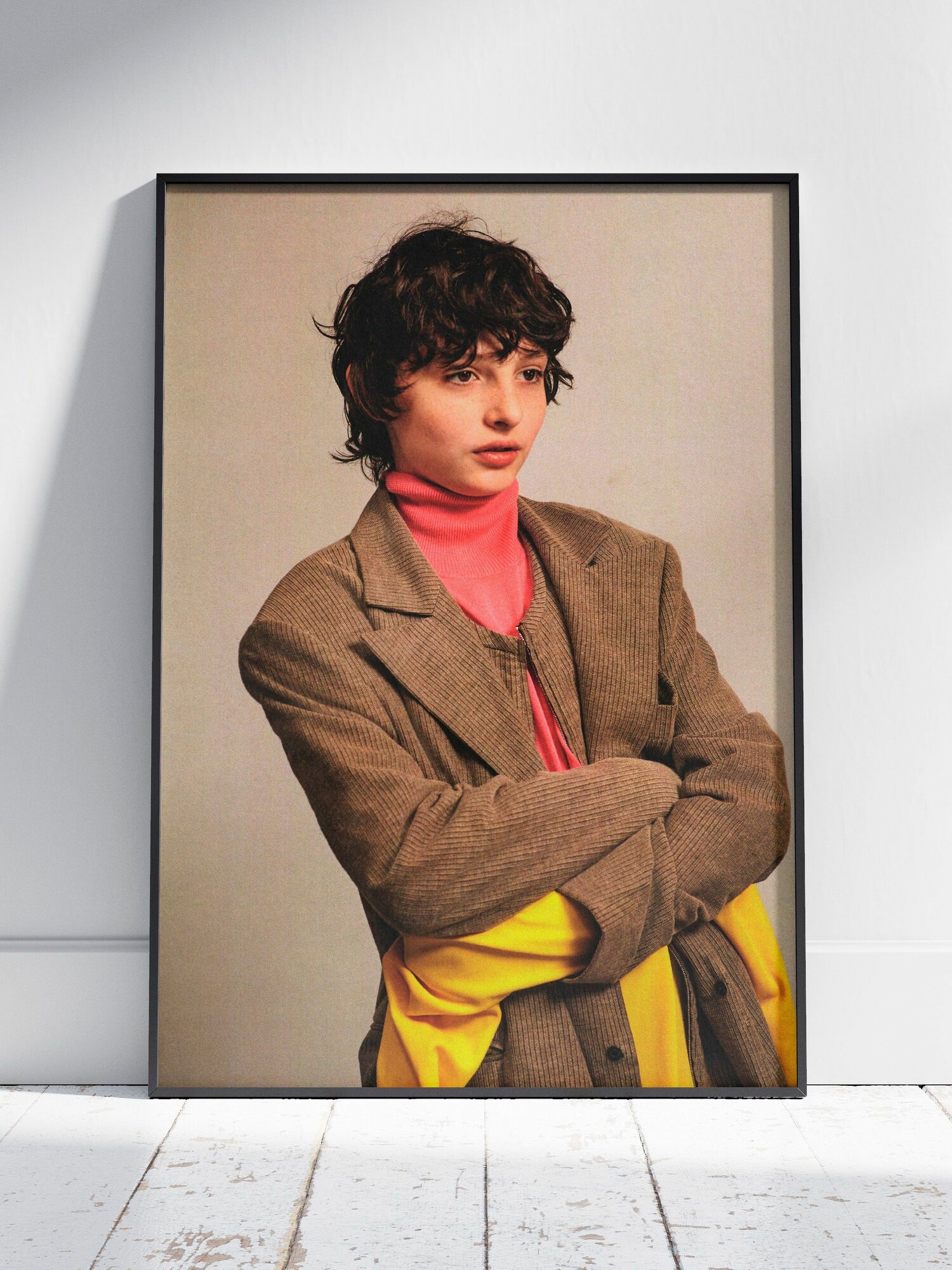 Плакат на стену для интерьера Финн Вулфхард (Finn Wolfhard 38) - Постер по актеру фильма, кино, сериала формата A4 (21x30 см)