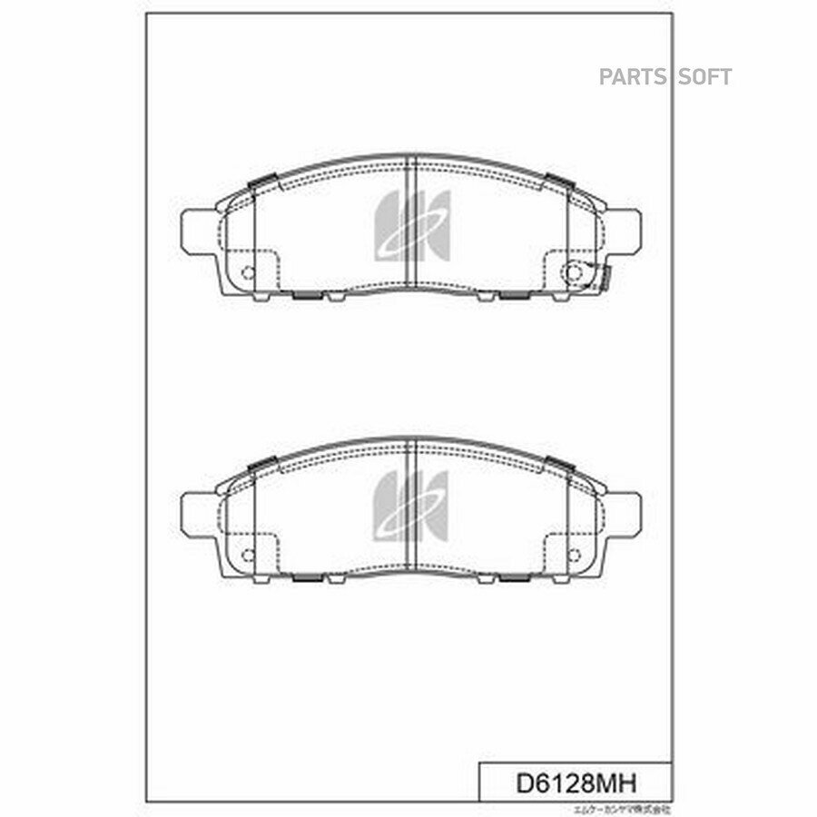Колодки тормозные дисковые перед MITSUBISHI L 200 05 D6128MH от официального дистрибьютора, KASHIYAMA, артикул D6128MH